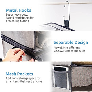 YOUDENOVA Hanging Closet Organizer and Storage, Two 3-Shelf Separable Closet Organizer, Hanging Shelves for Dorm, RV, Gray