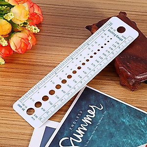 Natudeco US UK Canada Sizes 2-10mm Sewing Ruler Patch Work Ruler Clear Sewing Ruler Plastic Knitting Needle Gauge Ruler Inch cm Sewing Tools for Sewing Measurement
