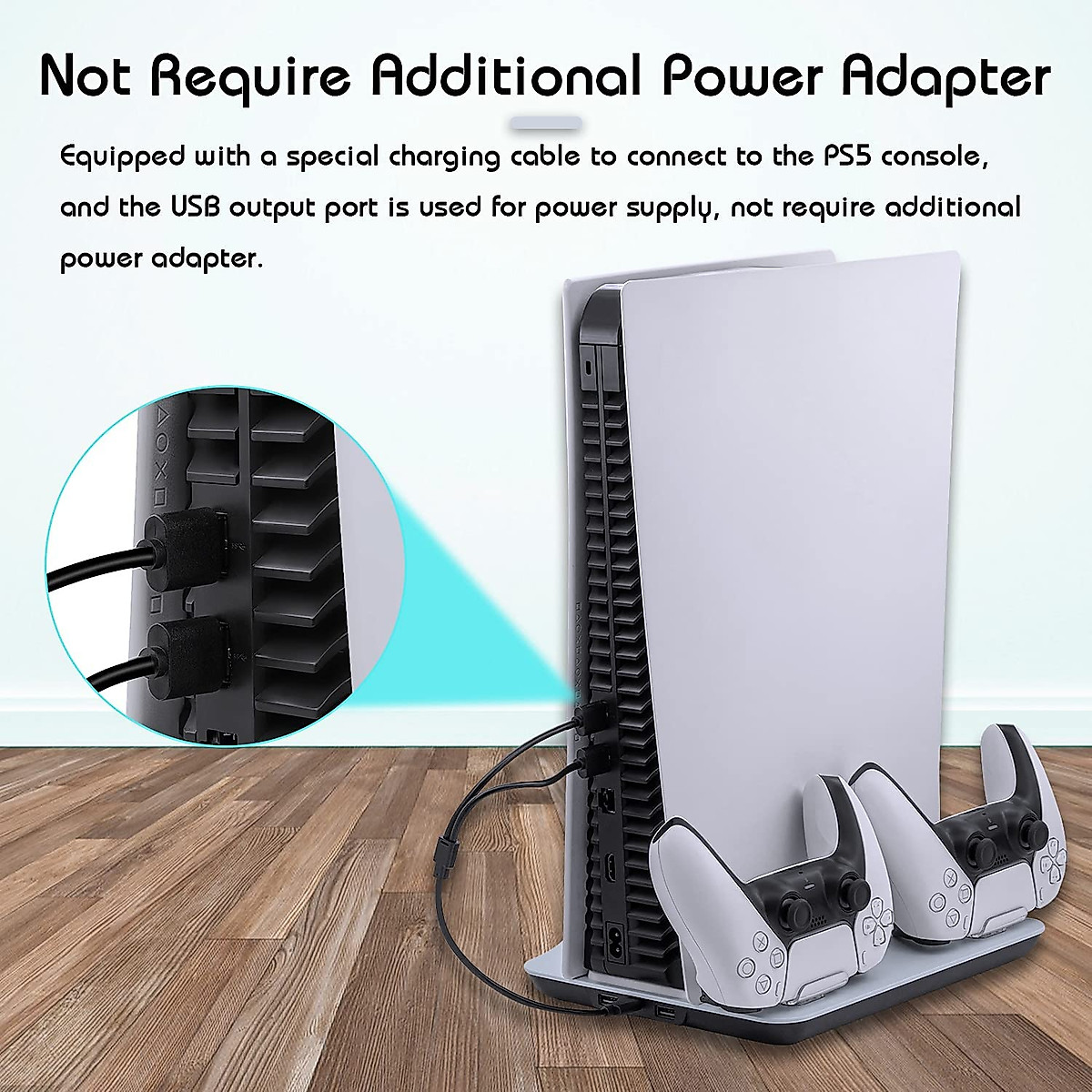 Wigearss Charging Cooling Stand for PS5 Charging Dock with 3 Speed Levels Cooling System for PS5 UHD and Digital Edition Consoles and Controllers - White