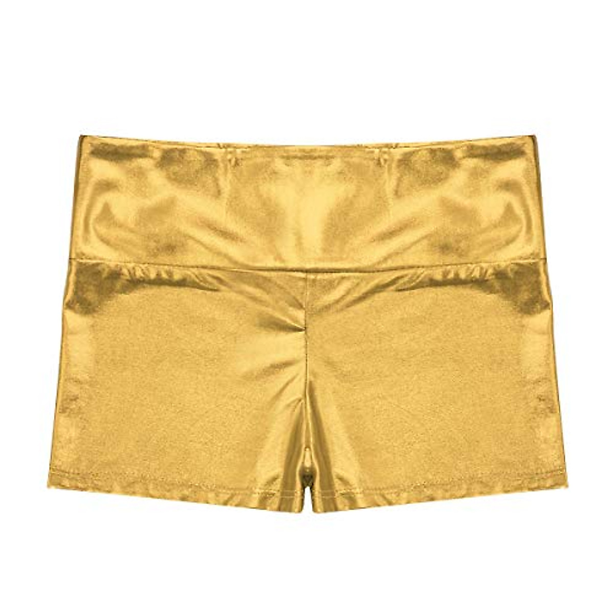 QinCiao Kids Teens Girls Shiny Metallic Ballet Active Dance Shorts Gymnastics Fitness Shorts Bottoms Hot Pants Gold 6