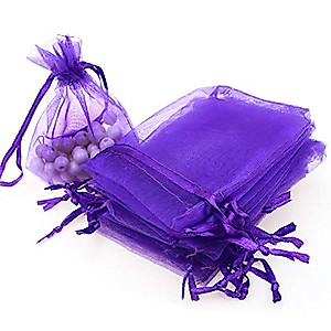 Akstore 100pcs 3.6x4.8''(9x12cm) Organza Gift Bags, Drawstring Pouches Jewelry Party Wedding Favor Gift Bags,Candy Bags. (Purple)