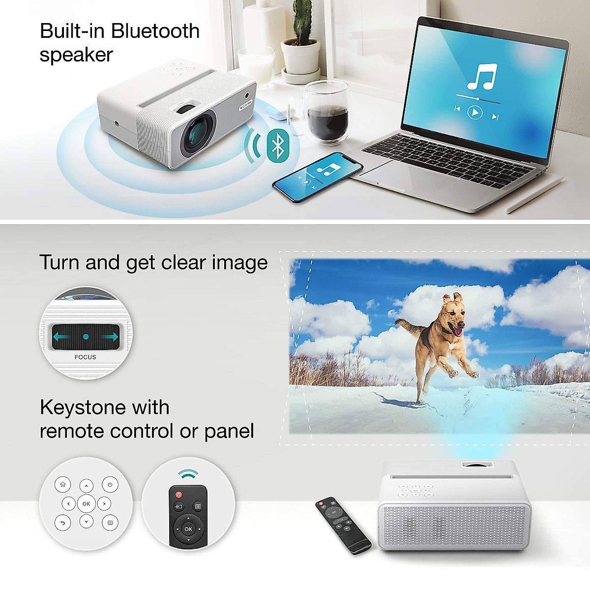 EZCast Beam V3, 2023 Upgraded Mini Projector, 10600 Lumens Multimedia Home Theater Video Projector, 1080P Full HD Supported, Compatible with HDMI, USB, Laptop, iOS & Android Phone, Xbox, PS5, TV Stick