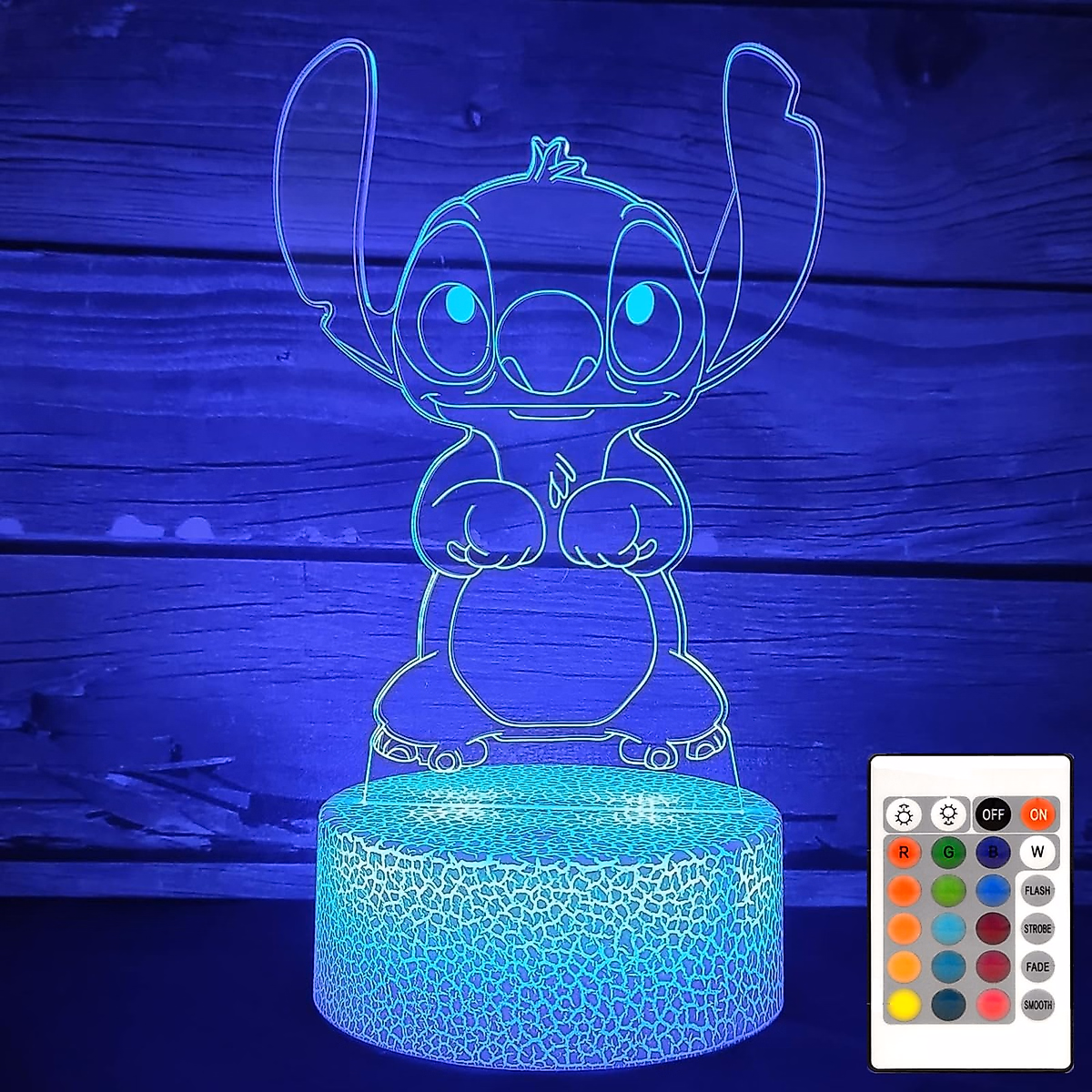 Nutyser 3D Night Light for Kids - Stitch Anime 3D lamp with Remote & Smart Touch 16 Colors Changing Led Light - Dimmable Toys for Teens Boys Girls Birthday Gifts Christmas