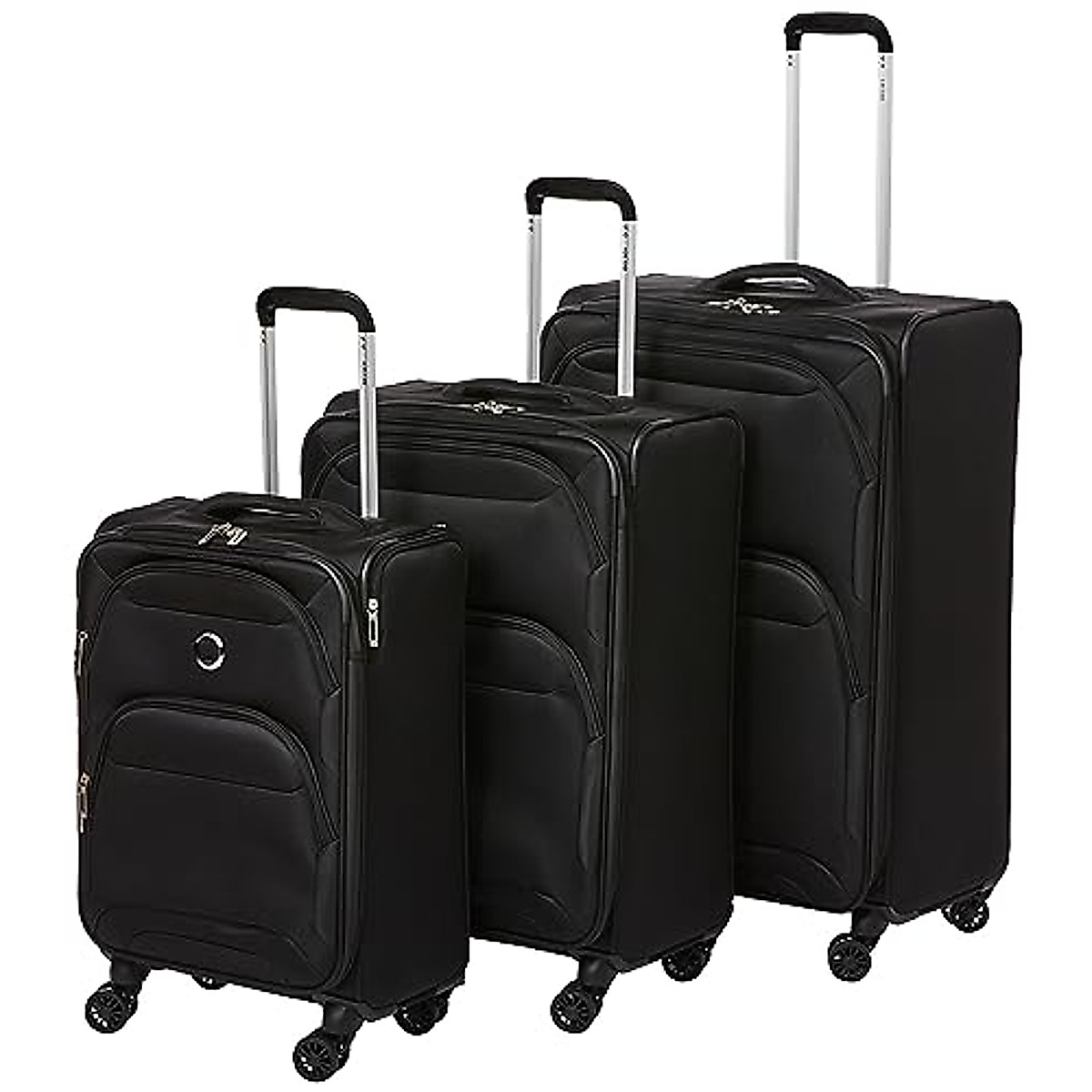 DELSEY Paris Sky Max 2.0 Softside Expandable Luggage with Spinner Wheels, Black, Checked-Medium, 24 Inch