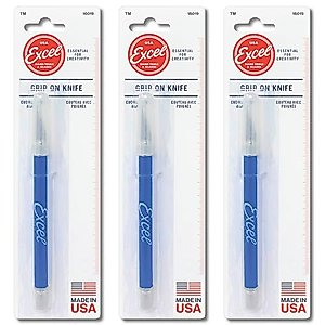 Excel Blades Soft Grip Craft Knife Set, Soft Grip Fine Point Angled Blades for Precision Cutting & Trimming, Multi-Purpose Hobby, Scrapbooking, and Crafting Tools, Blue, 3-Pack