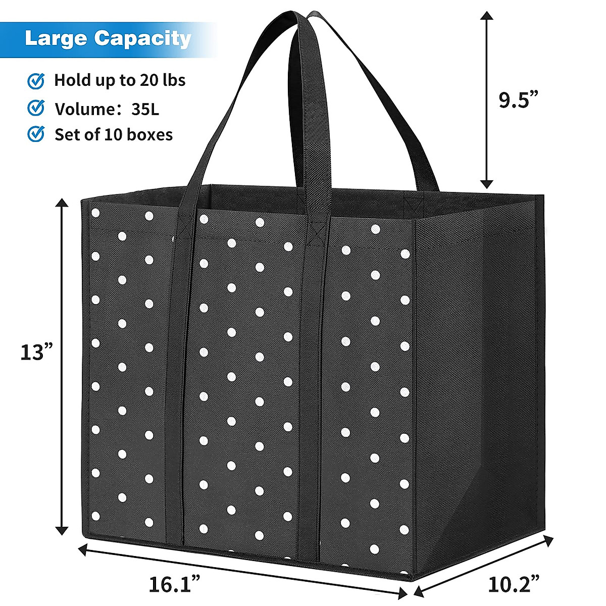 Fab totes 14 Pack Reusable Grocery Bags 35L Large Capacity Shopping Bags Reusable Bags for Groceries Waterproof Tote Bags for Shopping and Picnic with Sturdy Handles
