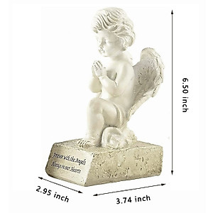 Artisan Flair Praying Angel Figurines,Resin White Cherubs Statues,Home Garden Memorial Angel Sculpture-6.5 Inch