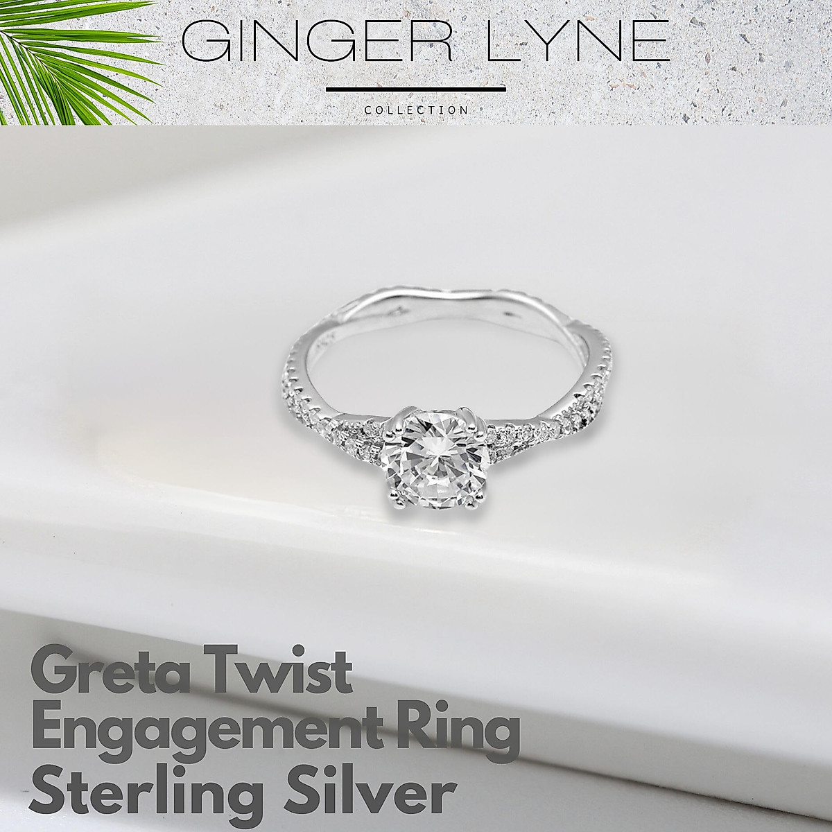 Twist Engagement Ring for Women by Ginger Lyne |1.25 Ct Cubic Zirconia Simulated Diamond Ring | 925 Sterling Silver Wedding Ring for Women | Promise Ring for Her