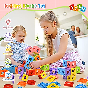 DELEE 3D Building Blocks, 72PCS Building Cubes for Kids, STEM Preschool Educational Construction Toys for Toddler, Montessori Sensory Blocks Toy for Boys Girls 3 4 5 6 7 8 Year Old Birthday Gift