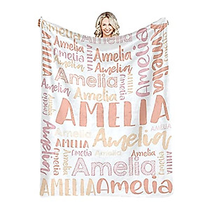 Personalized Blankets with Name Customized Baby Blankets for Girls Boys Adults Monogrammed Blankets and Throws Christmas Birthday Mothers Fathers Valentines Day Gift (Light Orange,30''×40'')