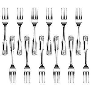 New Star Foodservice 58284 Shell Pattern, 18/0 Stainless Steel, Dinner Fork, 7.7-Inch, Set of 12