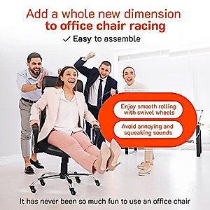 Office Chair Wheels - 98% Universal Fit Caster (3 Inch, Set of 5) Replacement Rollerblade Style Desk for Hardwood Tile Vinyl Carpet Casters