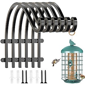 EPHECH 6Pack Heavy Duty Hanging Plant Hanger Hook for Outdoor and Indoor, 12Inch Wall Hanging Basket Bracket, Black Metal Outdoor Hanging Bracket for Hanging Flower Pot Bird Feeder Lanterns