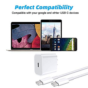 USB C Fast Wall Charger Compatible Google Pixel 6 5 4 XL 4a / 3a XL / 3 / XL / 2, 18W 3A PD Power Adapter and 3.3FT Type C to C Cable