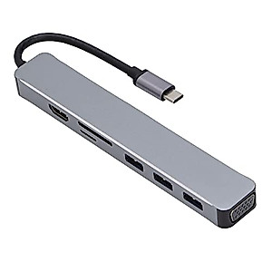USB C Hub, 4K HD 1080P Adapter USB C Dongle, 7 in 1 High Speed Lightweight Portable USB Docking Station with 3 x USB 3.0 Ports, 5Gbps