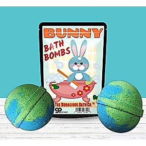 Gears Out Bunny Bath Bombs - Cute Rabbit Design - XL Bath Fizzers for Kids - Green and Blue, Mermaid Kiss Scent, 2 pk