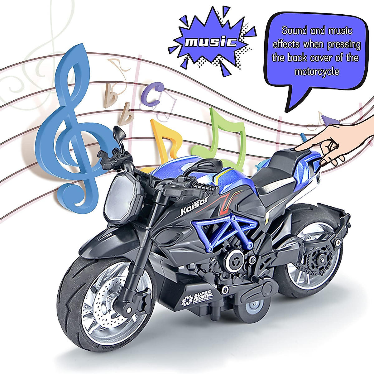 YA LE MING Motorcycle Toy,Kids Toy Motorcycle with Sound and Lights, Motorcycle Toys for Kids 3-9,Motorcycle Replica 1:12 Scale (Purple)