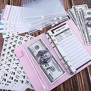 Antner Budget Binder with Zipper Envelopes & Expense Tracker Sheets for Budgeting, A6 Money Saving Binder, Budget Book Planner with Cash Envelopes, Savings Binder for Money Saving, Pink
