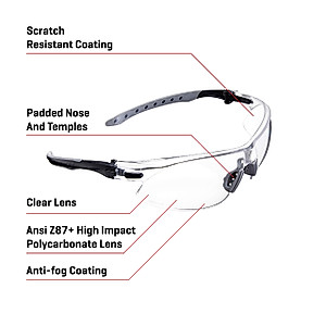 Allen Company Keen Shooting Safety Glasses - Eye Protection for Men and Women - Black and Gray - ANSI Z87.1+ and CE Rated - Clear Lenses / Yellow Lenses