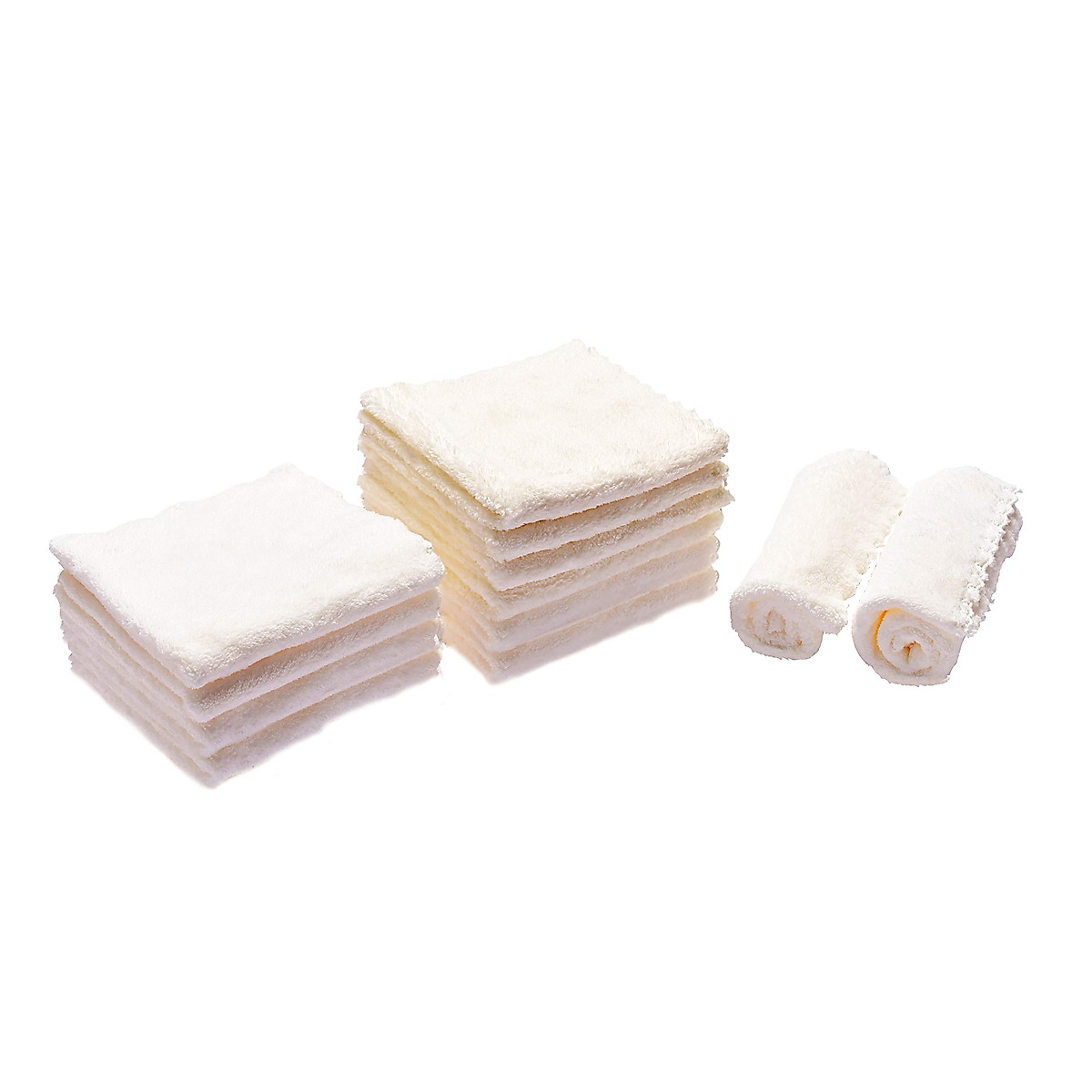 Kyapoo Baby Washcloths 12 Pack 12x12 Inches Microfiber Coral Fleece Extra Absorbent and Soft for Newborns, Infants and Toddlers-White