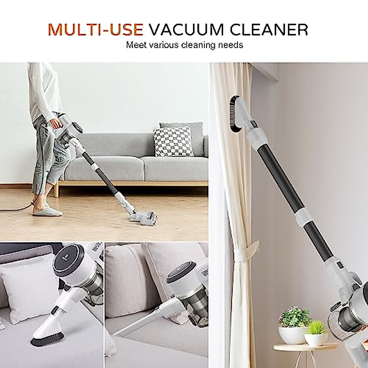 Girnoor Vacuum Cleaner, 600W Powerful 20KPA Suction Corded Stick Vacuum Cleaner with LED Floor Head, Self-Standing &Multi-Tool, Lightweight Handheld Vacuum for Hardwood Pet Hair G165