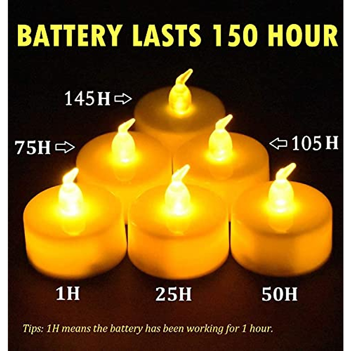 TEECOO 50pcs Battery Tea Lights Electric Candles Flickering Realistic Flameless LED Tealights Long Lasting Operated Candles Decoration for Party and Gifts Ideas