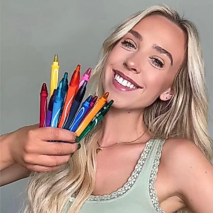 BIC Gel-ocity Quick Dry Fashion Retractable Gel Pens, Medium Point (0.7mm), 8-Count Gel Pen Set, Colored Gel Pens With Full-Length Grip, Colors May Vary (RGLCGAP81-AST)