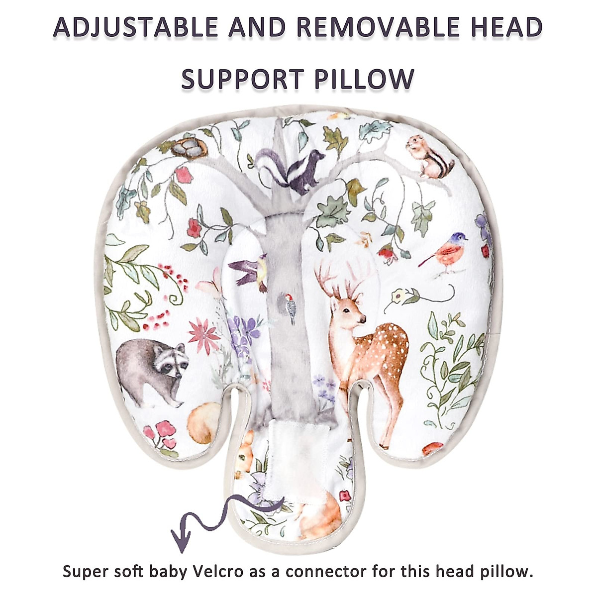 CARUILI 2-in-1 Infant Car Seat Insert for Newborn, Car Seat Head Support Baby Girls Boys, Extra Soft Preemie Carseat Head Support Cushion Pillow for Baby Car Seats, Strollers, Bouncers