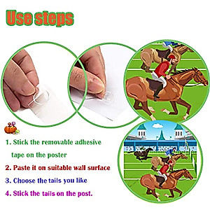 Kentucky Derby Horse Race Party Sticker Game - Pin The Tail on The Horse Poster, Horse Party Game for Kids Birthday Party Favor(24 Tails)