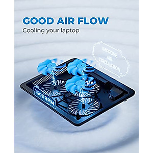 havit HV-F2056 15.6"-17" Laptop Cooler Cooling Pad - Slim Portable USB Powered (3 Fans), Black/Blue