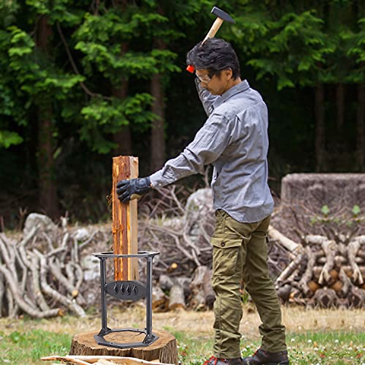 GARDRIT Wood Splitter Cast Steel Log Splitter, Heavy Duty Kindling Splitter Safety and Effcient Firewood Splitter Kindling Splitter Cracker Wood Splitter Wedge