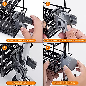 Djanland Multifunctional Faucet Rack Sponge Holder with Towel Rack & Hooks for Kitchen & Bathroom Sink Shelf Over Faucet Storage Rack, Stainless Steel Faucet Drain Rack, Universal Fit, Black