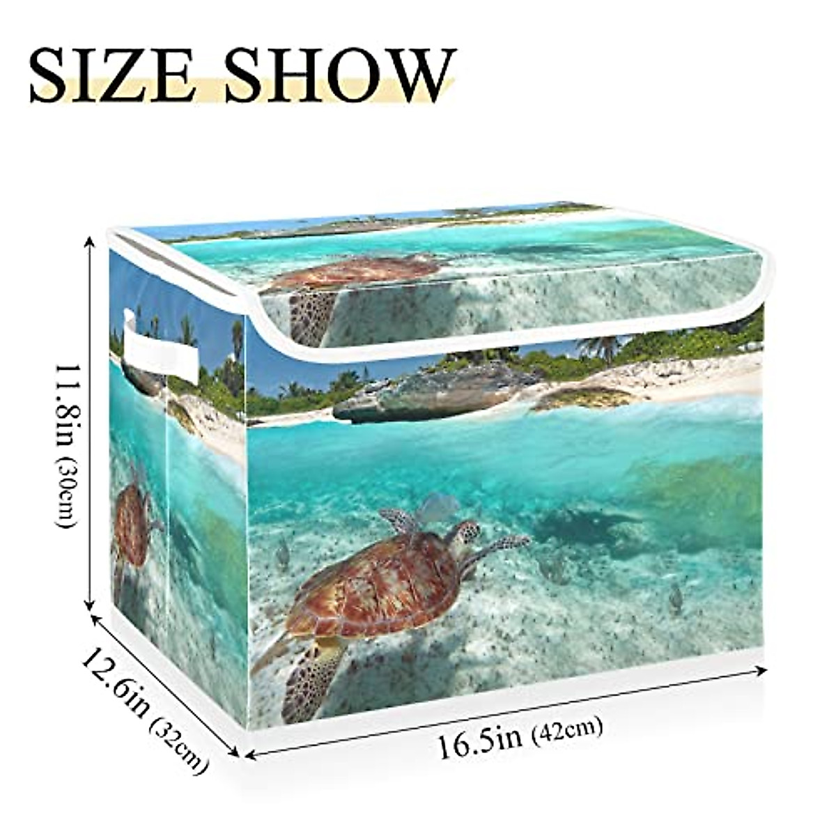 Kigai Beach Turtle Storage Baskets for Shelves Foldable Closet Basket Storage Bins with Lid for Clothes Home Office Toys Organizers