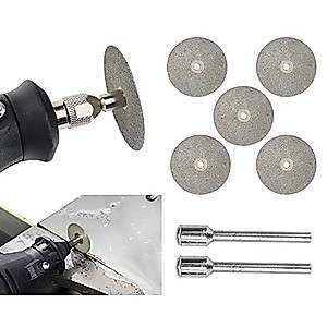 Cutting Wheels Cutting Discs 5X 35mm for Tungsten Electrode Sharpener Tig Welding Full Sand Diamond Wheels Compatible with Dremel Rotary Tools w/ 2X 35mm CNC Connecting Rods