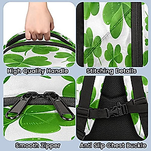 St. Patrick's Day School Backpack for Boys Girls Teens, Shamrock Clover Laptop Backpack Middle School Elementary Bookbags Casual Travel Daypack with Reflective Strip