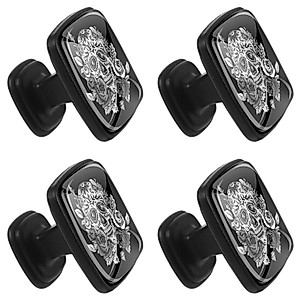 ZXCVASD Black and White Skull 4-Pack Knobs for Dresser Drawers Square Decorative Cabinet Handles Drawer Knobs and Pulls with Screws for Home, Kitchen, Wardrobe-1.18 inch x0.82 inch x0.78 inch
