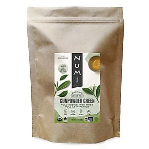 Numi Organic Gunpowder Green Tea, 16 Ounce Pouch, Full-Bodied Loose Leaf Green Tea Pearls, Brew 200 Cups, Packaging May Vary