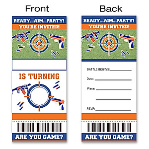 VAHATAN Dart War Birthday Party Invitations 20 Pack Dart War Ticket Invitations with Envelopes Invites Cards for Birthday Party