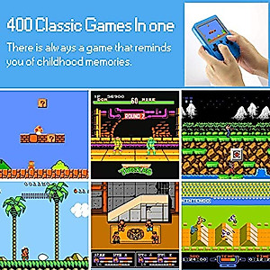 Handheld Games Console for Kids Adults Retro FC Video Games Consoles 3 inch Screen 400 Classic Games Player with AV Cable Can Play on TV (Blue)