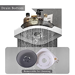 akinbas Corner Shower 2 Tier Caddy Lazy Susan Organizer 360 Rotating Corner Shelf Wall Mounted with No Drilling Shelves for Bathroom Dorm and Kitchen (White)