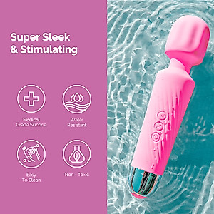 Ava Vibrator Wand Sex Toys [Clit Stimulator Vibrators] Vibrator for Woman | Sex Toy | 4+ Hr Battery | Gifts for Women | 20 Patterns & 8 Speeds of Pleasure | Quiet Adult Sex Toys -Standard - Hot Pink