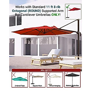 Formosa Covers Replacement Umbrella Canopy for 11ft Supported Bar Cantilever Market Outdoor Patio Shade in Red (Canopy Only) (11ft 8 ribs)