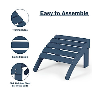 Aoodor Outdoor Adirondack Ottoman, HDPE Adirondack Chair Ottoman, Outdoor Patio Weather Resistant for Patio, Porch, Backyard, Garden, Lawn, Deck - Blue