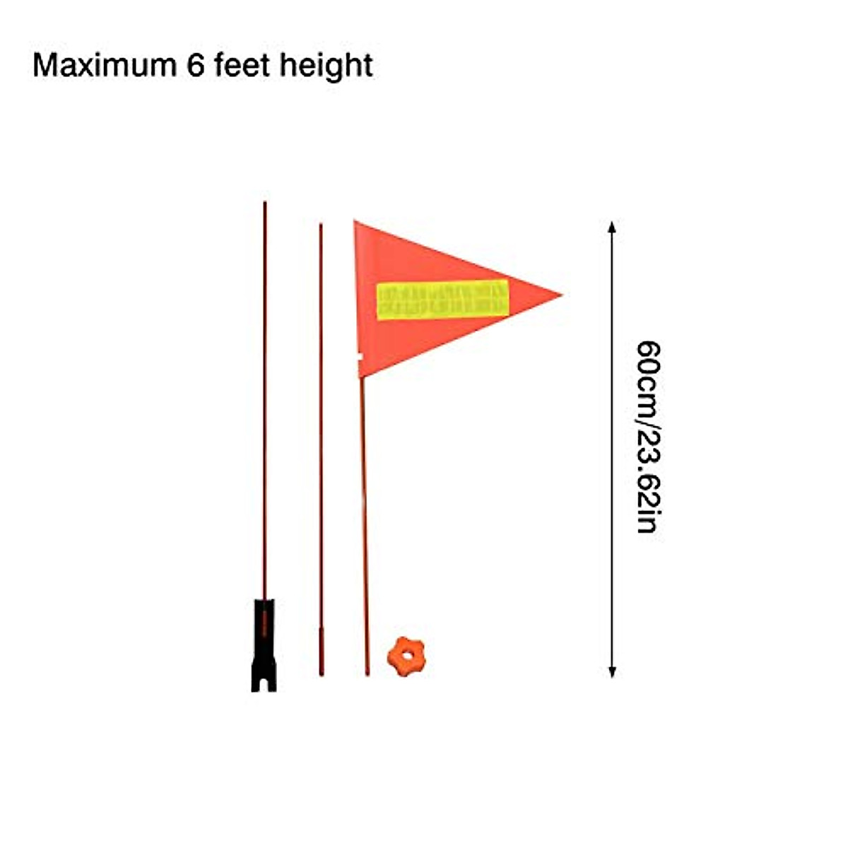 Bike Safety Flags with Pole and Mount, Cycling Safety Flag with Heavy Duty Fiberglass Pole, Orange Safty Flag Bicycle Safety Flag with Bicycle Mounting Bracket - 6 Feet