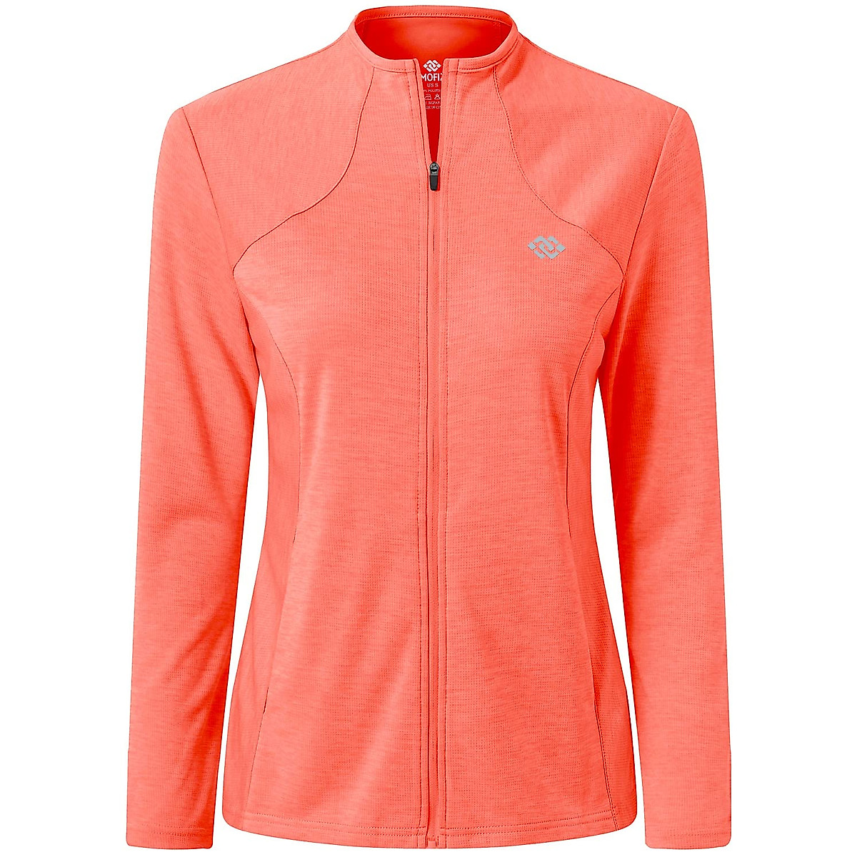 MoFiz Horse Riding Shirts for Women Long Sleeves UV Protection Zip-up Slim Fit Biking Shirt Orange XL