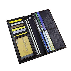 Biker Rock Star Concho Mens Card Money Long Black Real Leahter Wallet With Chain