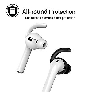 Anti-Slip Earhooks Soft Silicone Skin Compatible with Apple Headphone 2 & 1 Lightweight Sound Quality Enhancement for Headphones Outdoor Activities in-Ear EarHook 2 Pairs White & Black