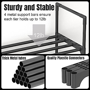 Thoustars Metal Shoe Rack Organizer, 3-Tier Shoe Stand with Shelf for Closet Floor Storage and Organization,Easy to Assemble