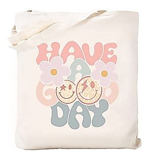 Kimoli Canvas Tote Bag with Inner Pocket Aesthetic Reusable Grocery Shopping Bags School Shoulder Bag Book Tote Gifts