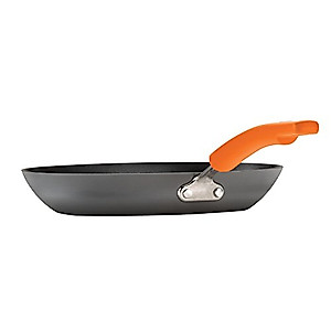 Rachael Ray Brights Hard Anodized Nonstick Frying Pan / Fry Pan / Hard Anodized Skillet - 10 Inch, Gray with Orange Handles